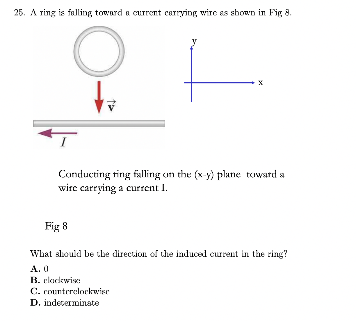 Solved 25. A ring is falling toward a current carrying wire | Chegg.com