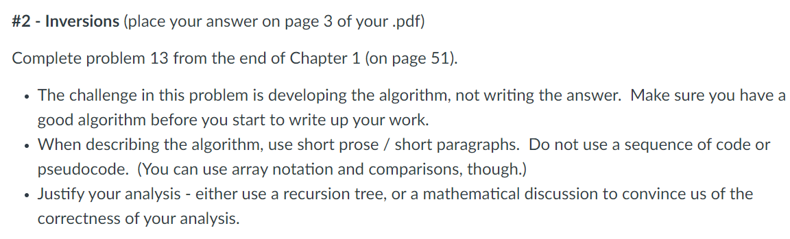 Solved #2 - Inversions (place your answer on page 3 of | Chegg.com