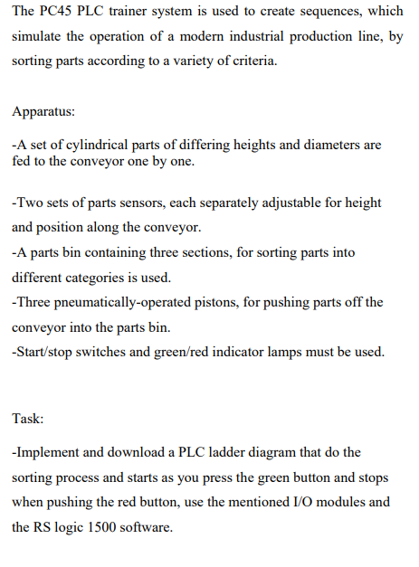 The PC45 PLC trainer system is used to create | Chegg.com