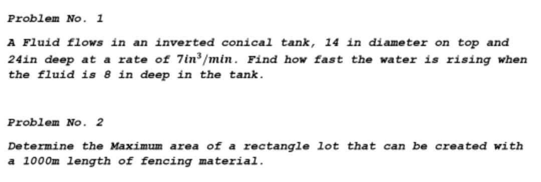 Solved Problem No. 1 A Fluid flows in an inverted conical | Chegg.com