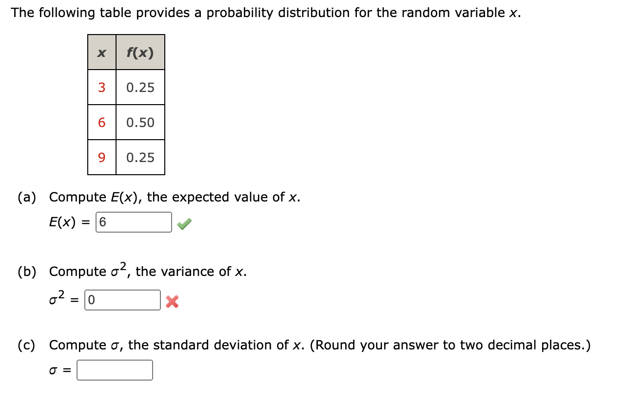 Solved The following table provides a probability | Chegg.com