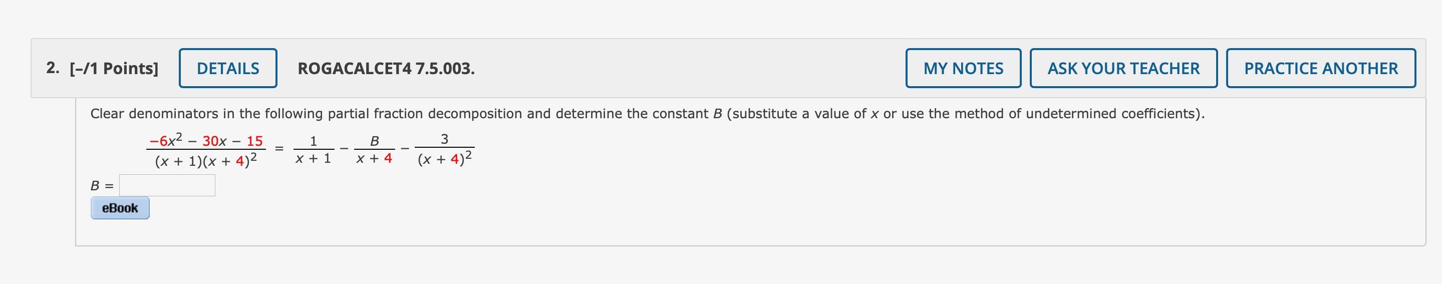 Solved Clear denominators in the following partial fraction | Chegg.com