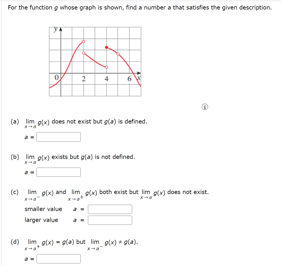 Solved For the function g ﻿whose graph is shown, find a | Chegg.com