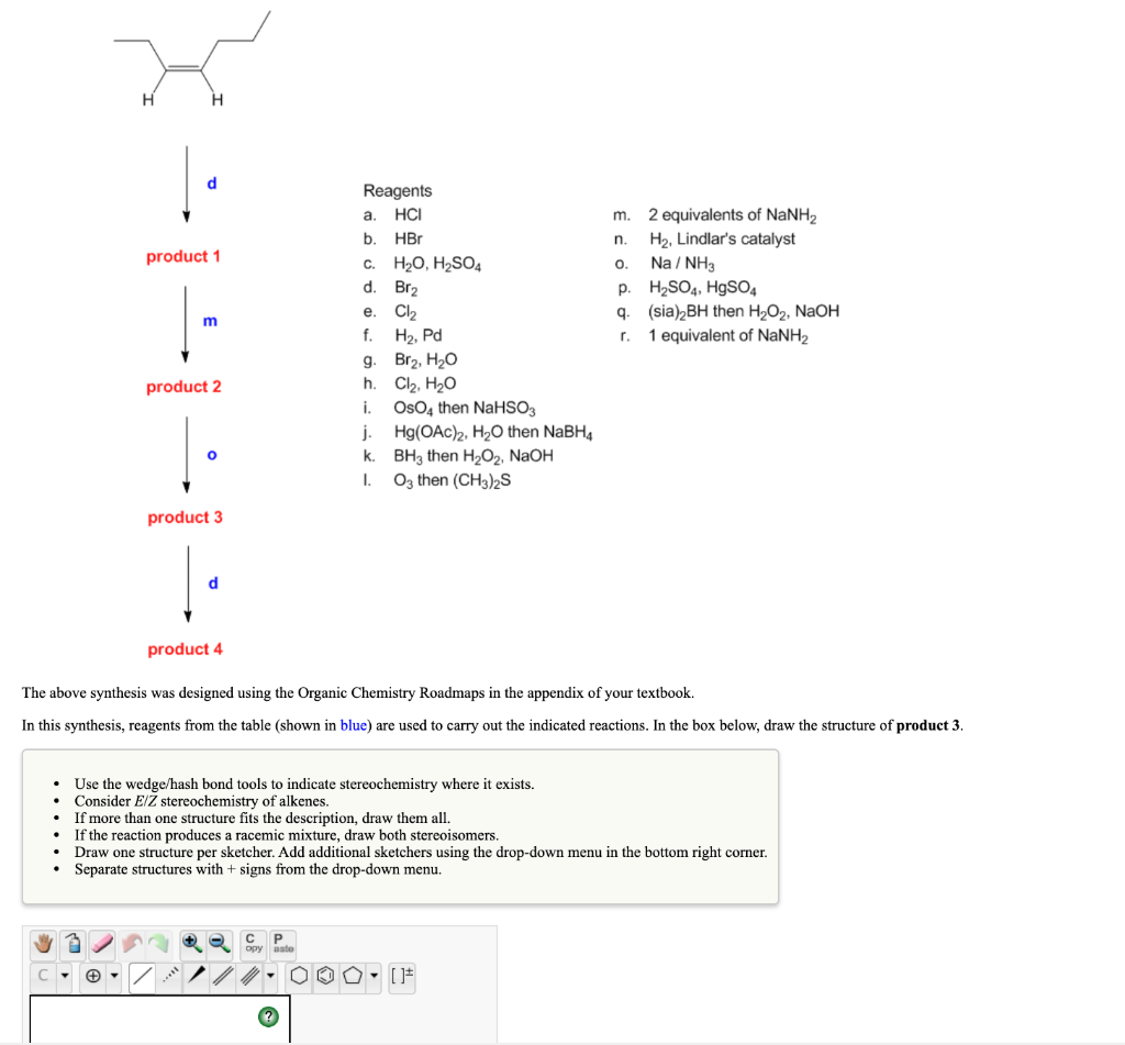Solved H H d n product 1 Reagents a. HCI b. HBO C. H20, | Chegg.com