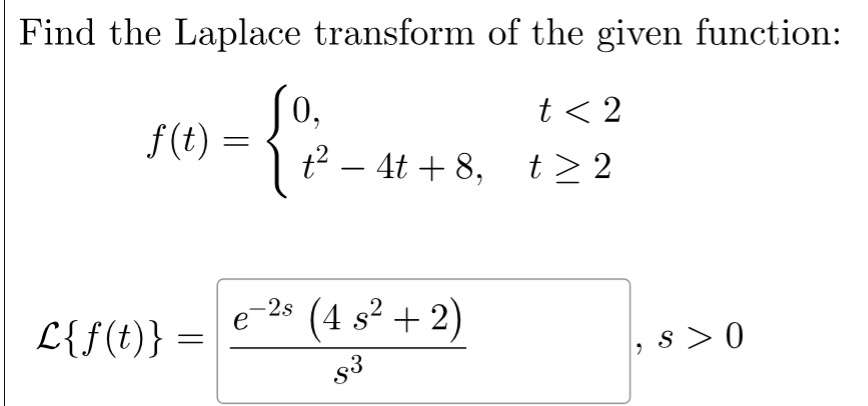 Solved Find the Laplace transform of the given function: | Chegg.com