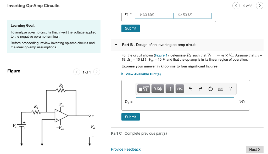 Solved Inverting Op-Amp Circuits 2 of 3 Learning Goal Part A | Chegg.com