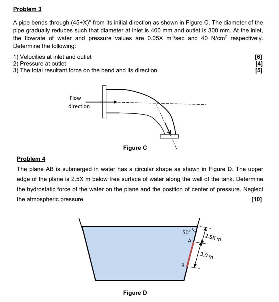 Solved A pipe bends through (45+X)∘ from its initial | Chegg.com