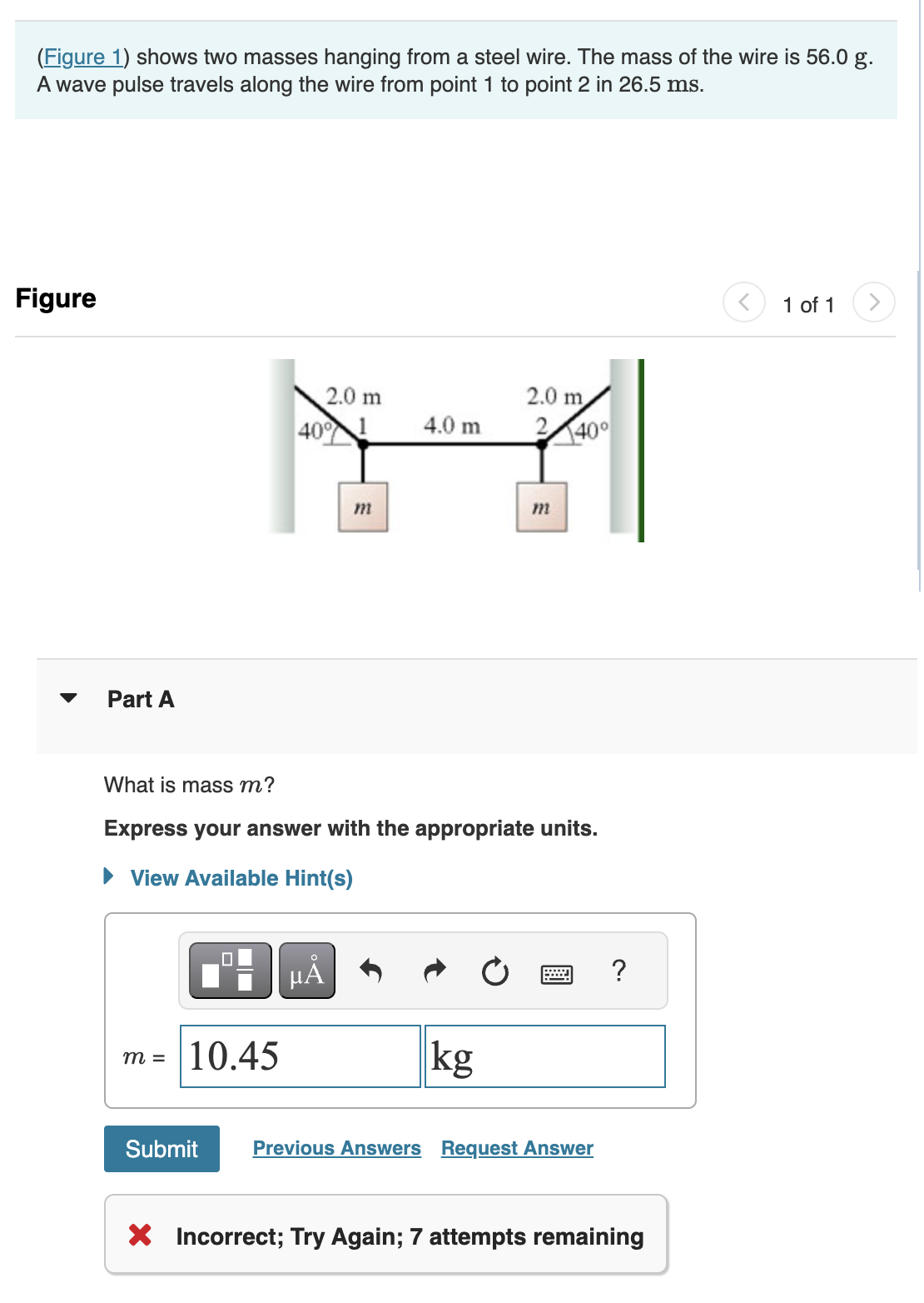 Solved (Figure 1) ﻿shows two masses hanging from a steel | Chegg.com
