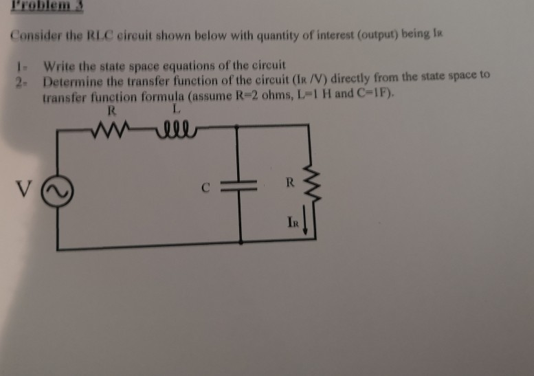 Solved Problem 3 Consider the RLC eircuit shown below with | Chegg.com