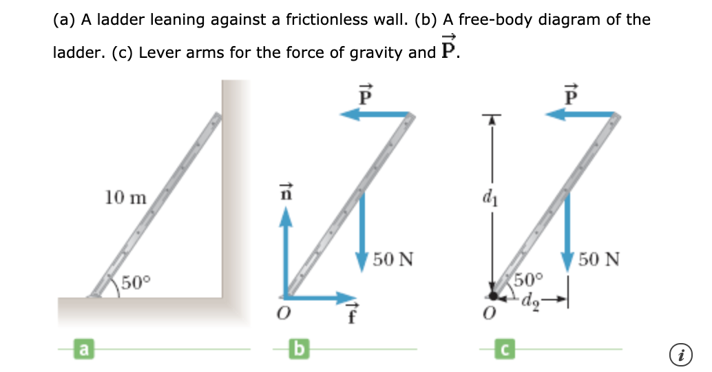 Solved (a) A ladder leaning against a frictionless wall. (b) | Chegg.com