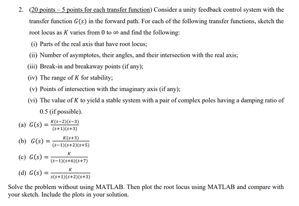 Solved 2. (20 points -5 points for each transfer function) | Chegg.com