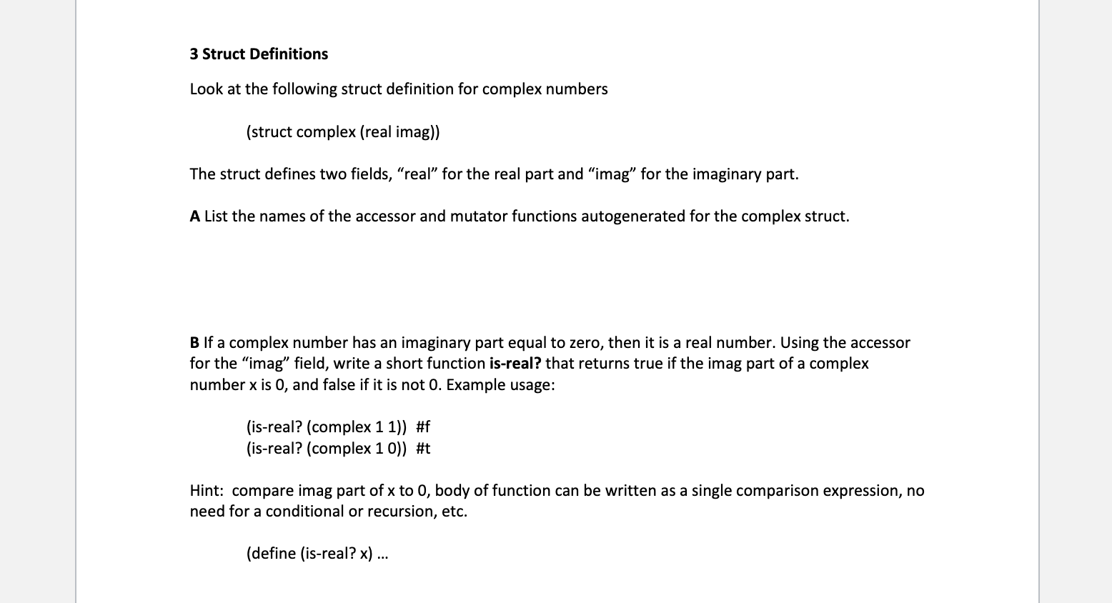 Solved 3 Struct Definitions Look At The Following Struct 