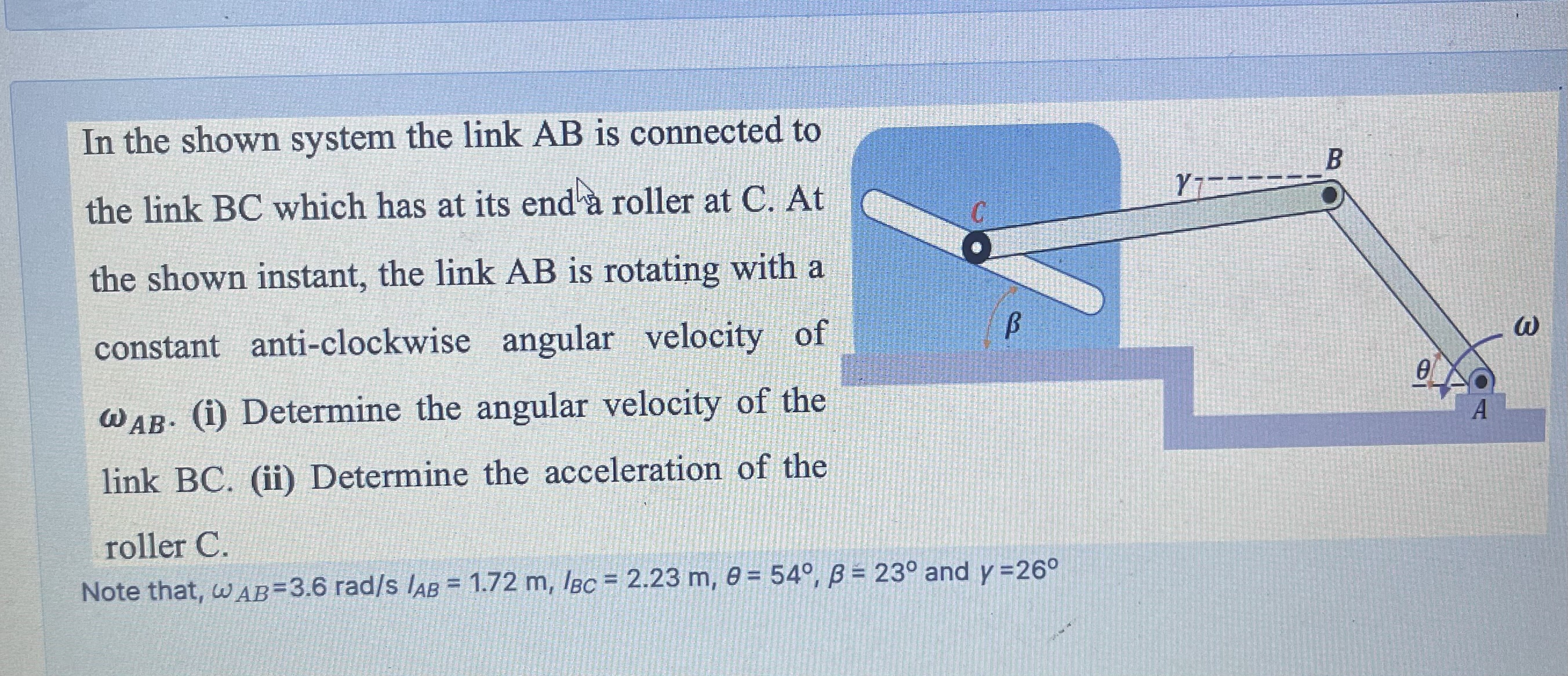 Solved In the shown system the link AB ﻿is connected tothe | Chegg.com
