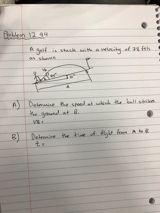 Solved A golf is stack with a velocity of 78 ft/s as shown. | Chegg.com