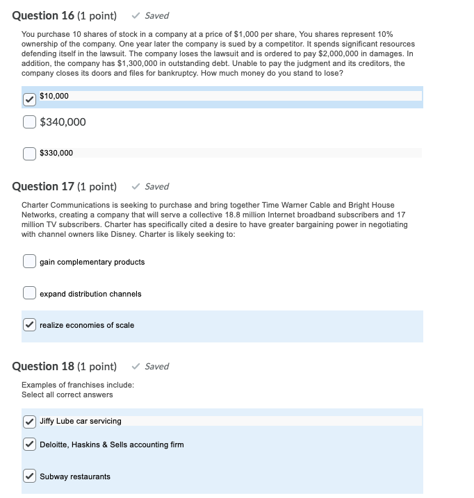 Solved Question 1 (1 point) Saved Which of the following | Chegg.com