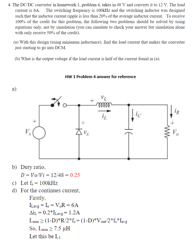 4. The DC/DC converter in homework 1, problem 4, | Chegg.com