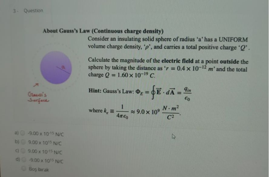 About Gauss's Law (Continuous charge density) | Chegg.com
