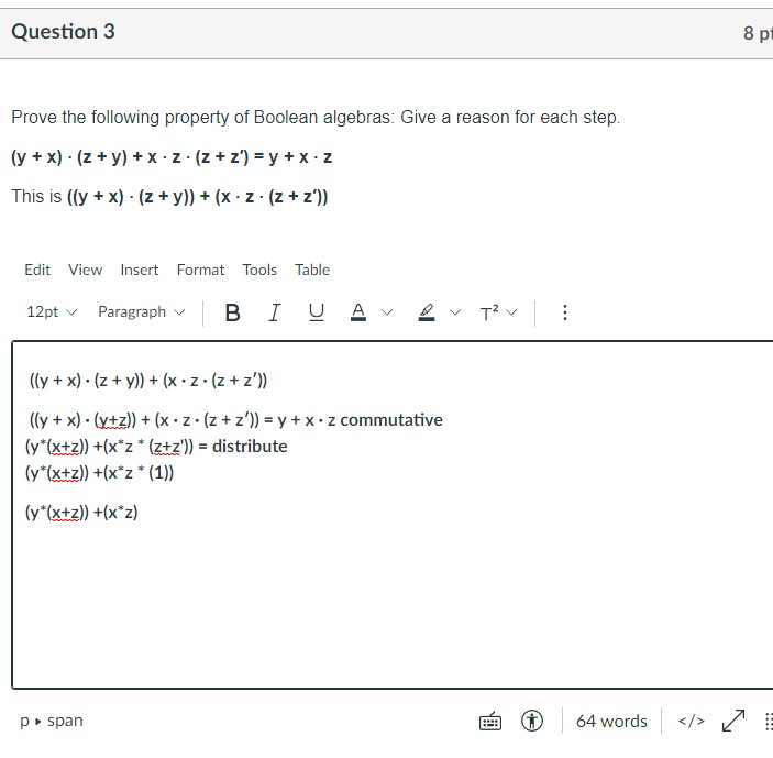 Solved Prove The Following Property Of Boolean Algebras