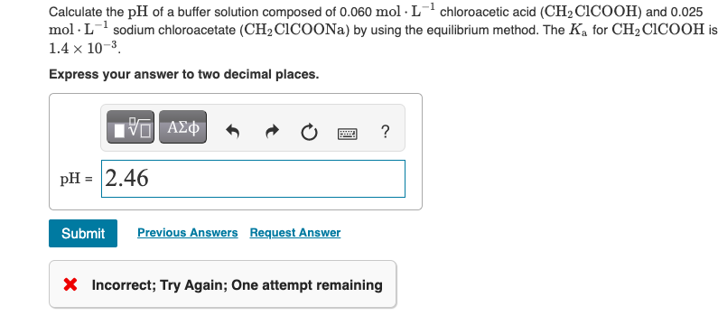Solved Calculate the pH of a buffer solution composed of | Chegg.com
