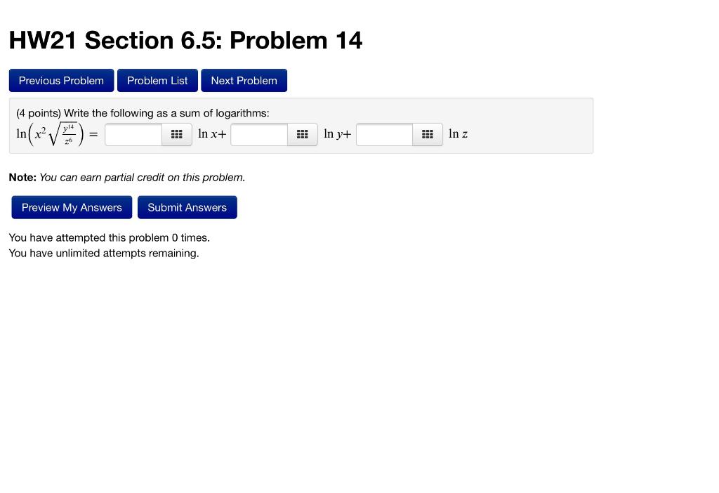 Solved HW21 Section 6.5: Problem 14 Previous Problem Problem | Chegg.com