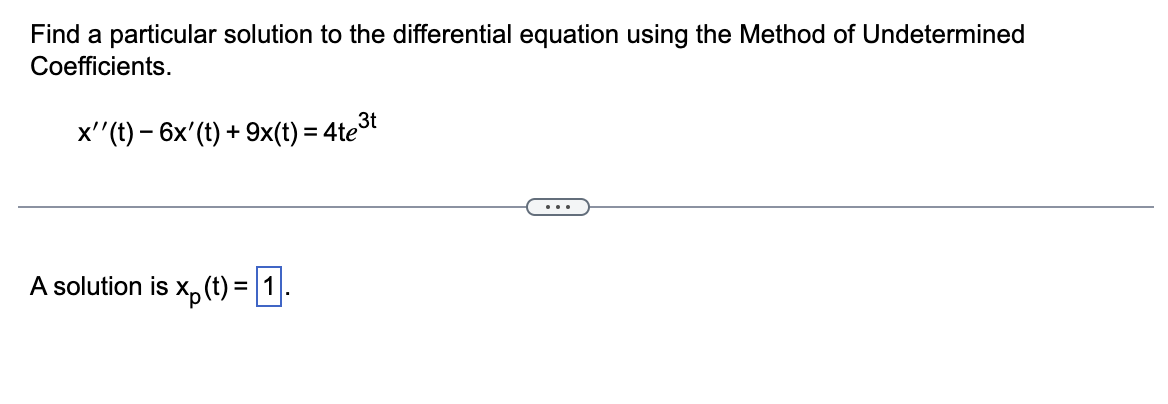 Solved Find a particular solution to the differential | Chegg.com