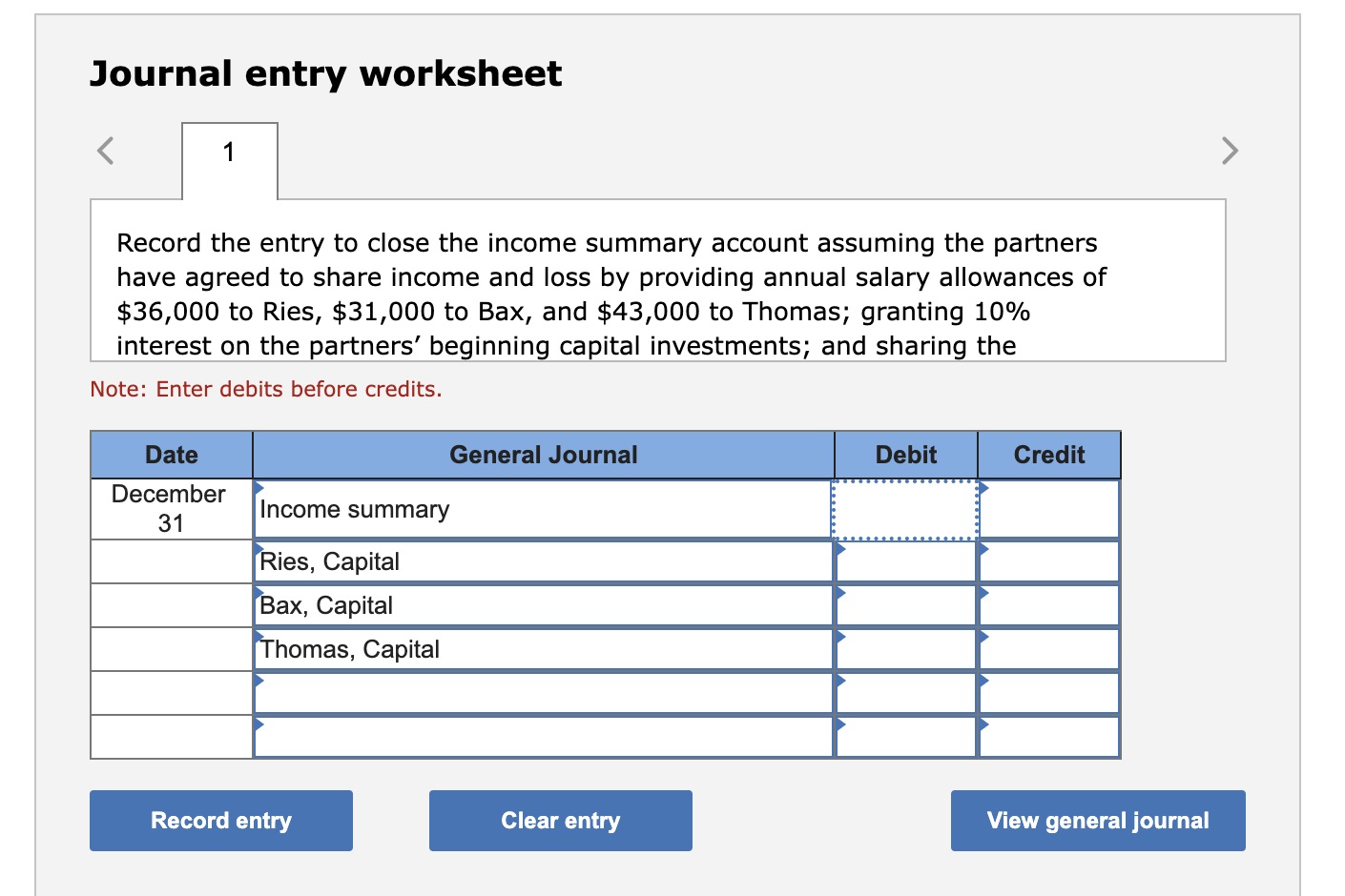 Solved Problem 12-3A (Algo) Allocating partnership income LO | Chegg.com