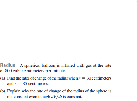 Solved Radius A spherical balloon is inflated with gas at | Chegg.com