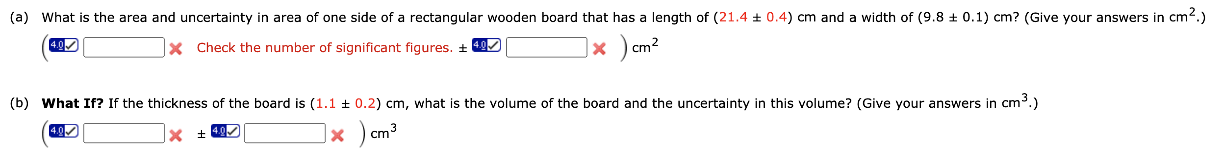 Solved (a) What is the area and uncertainty in area of one | Chegg.com
