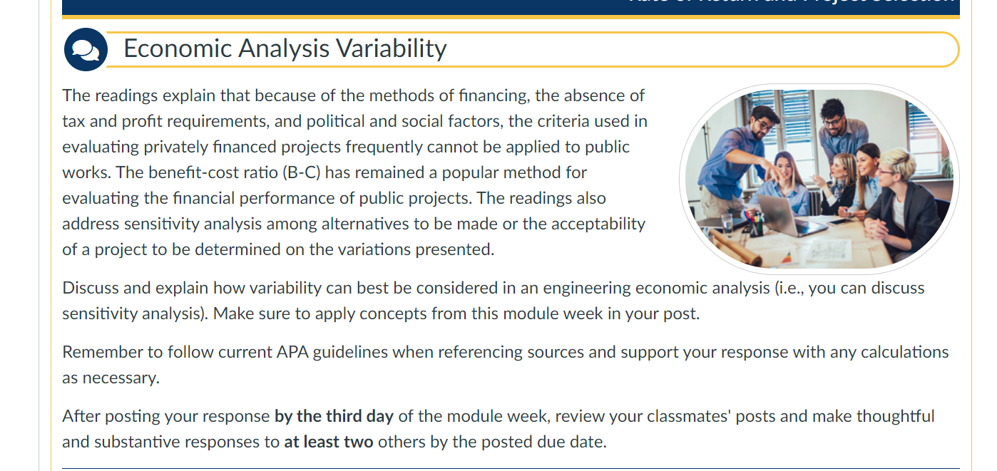 Solved Economic Analysis Variability The readings explain | Chegg.com