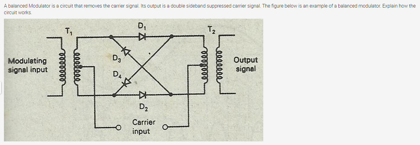 Solved A balanced Modulator is a circuit that removes the | Chegg.com