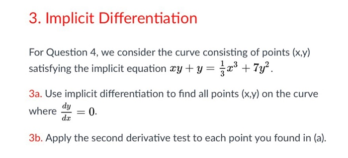 Solved 3. Implicit Differentiation For Question 4, we | Chegg.com