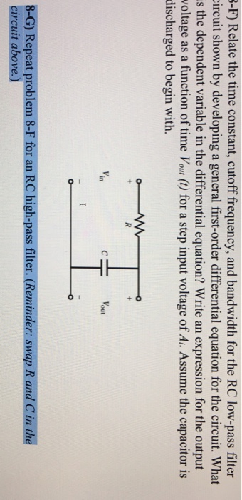 Solved -F) Relate the time constant, cutoff frequency, and | Chegg.com