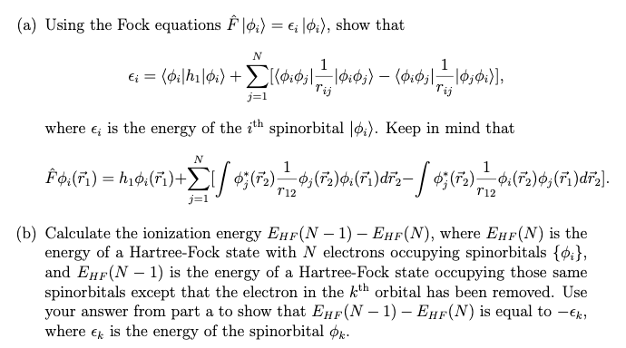 3. Koopman's theorem states that the ionization | Chegg.com