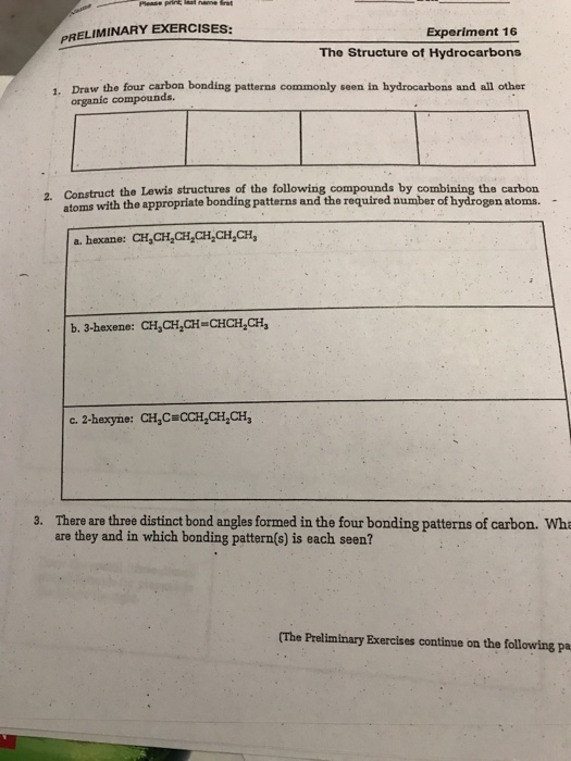 Solved Experiment 16 The Structure of Hydrocarbons | Chegg.com