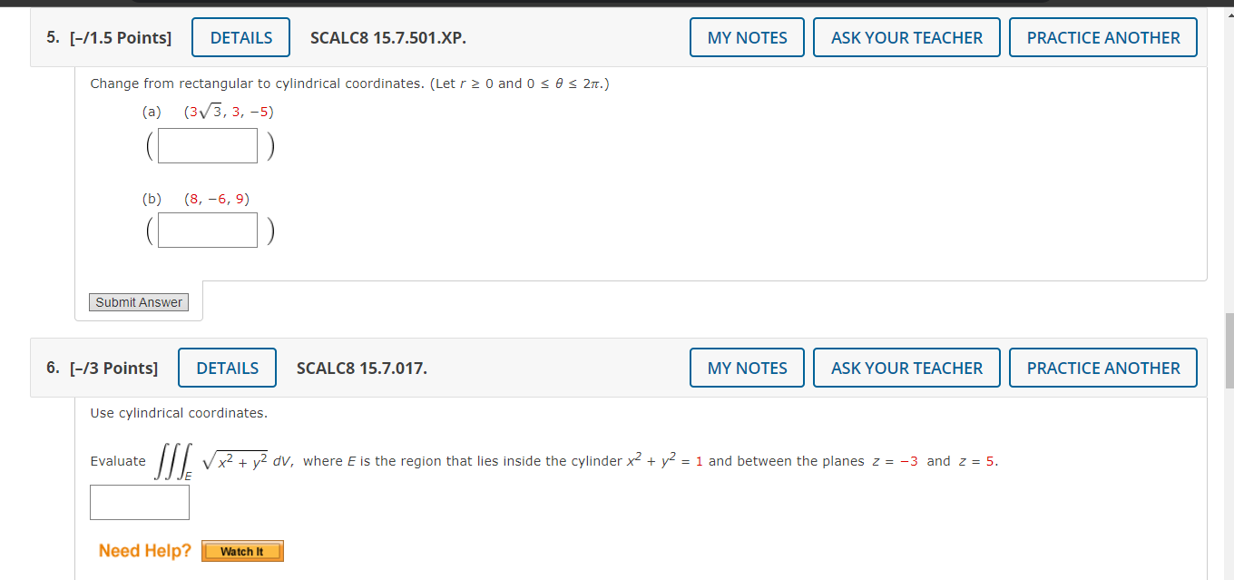 Solved 5. [-/1.5 Points ] DETAILS SCALC8 15.7.501.XP. ASK | Chegg.com