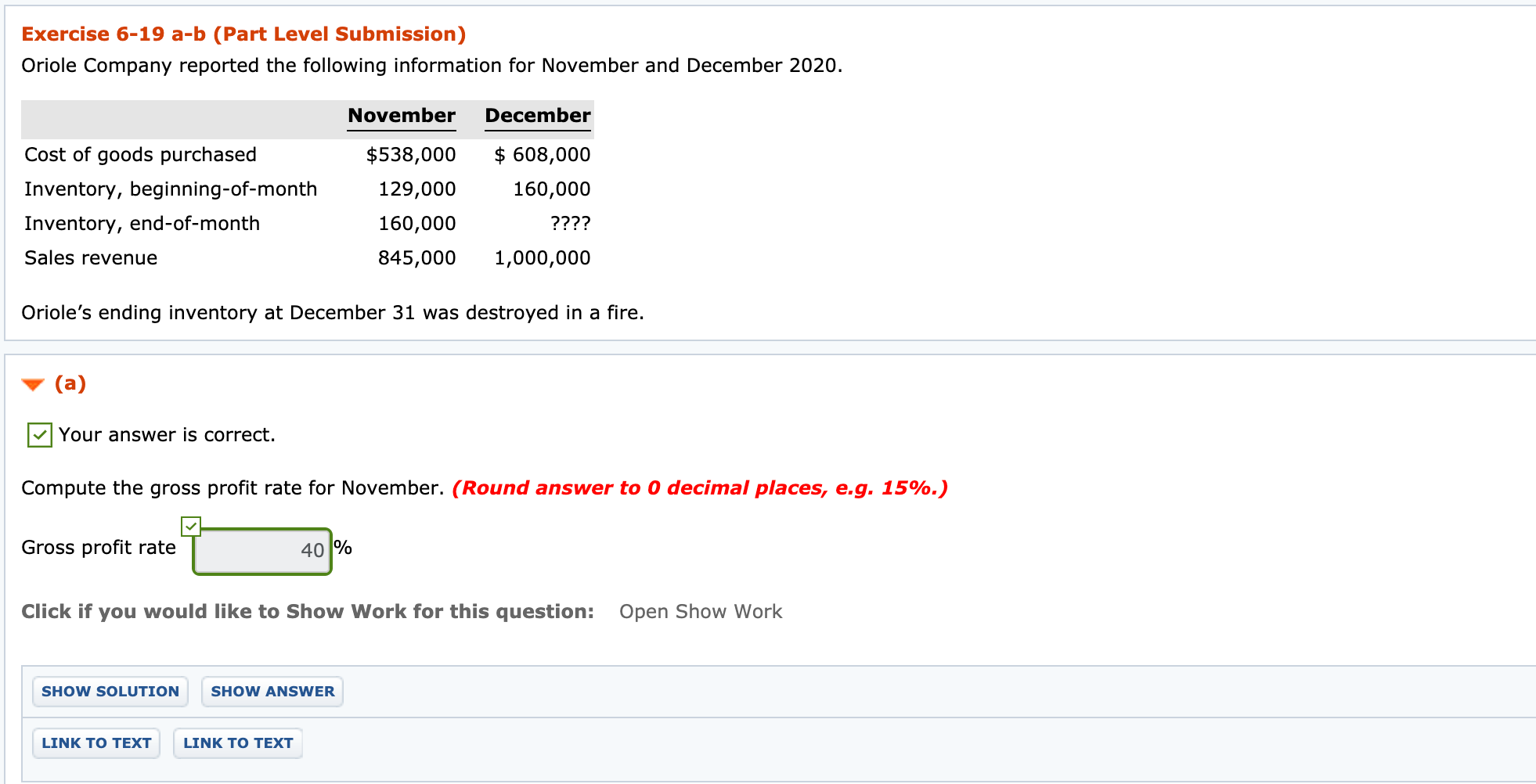 Solved Exercise 6-19 a-b (Part Level Submission) Oriole | Chegg.com