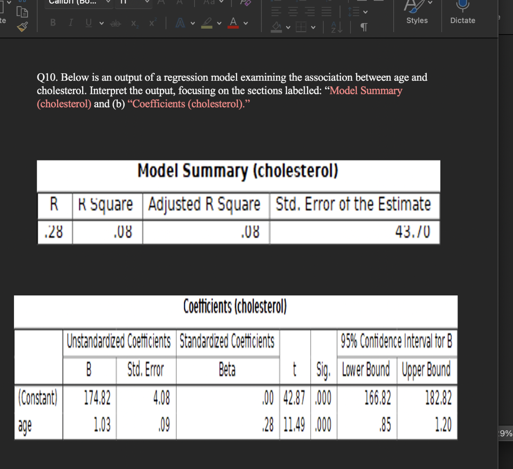 Solved Q10. Below is an output of a regression model | Chegg.com