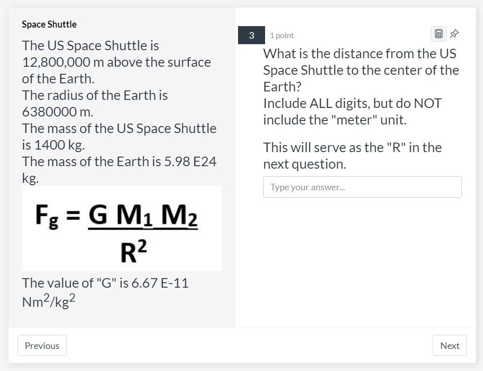 Solved Space Shuttle 3 1 point The US Space Shuttle is | Chegg.com