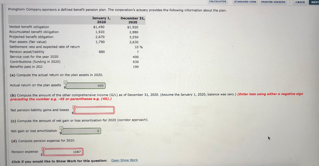 Solved CALCULATOR STANDARD VIEW PRINTER VERSION BACK NEXT | Chegg.com