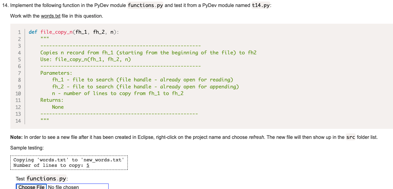 Solved 3. Implement the following function in the PyDev | Chegg.com