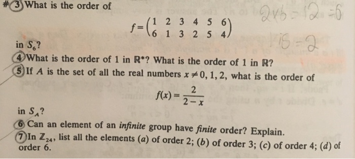 Solved Examples of Orders of Elements | Chegg.com