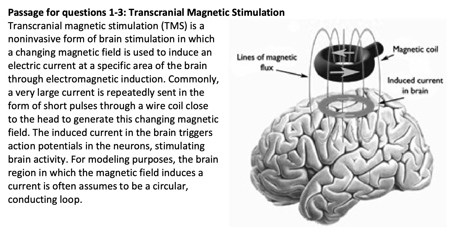 Solved Passage for questions 1-3: Transcranial Magnetic | Chegg.com