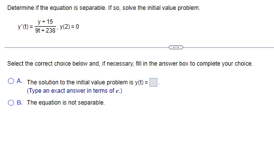 Solved Determine if the equation is separable. If so, solve | Chegg.com
