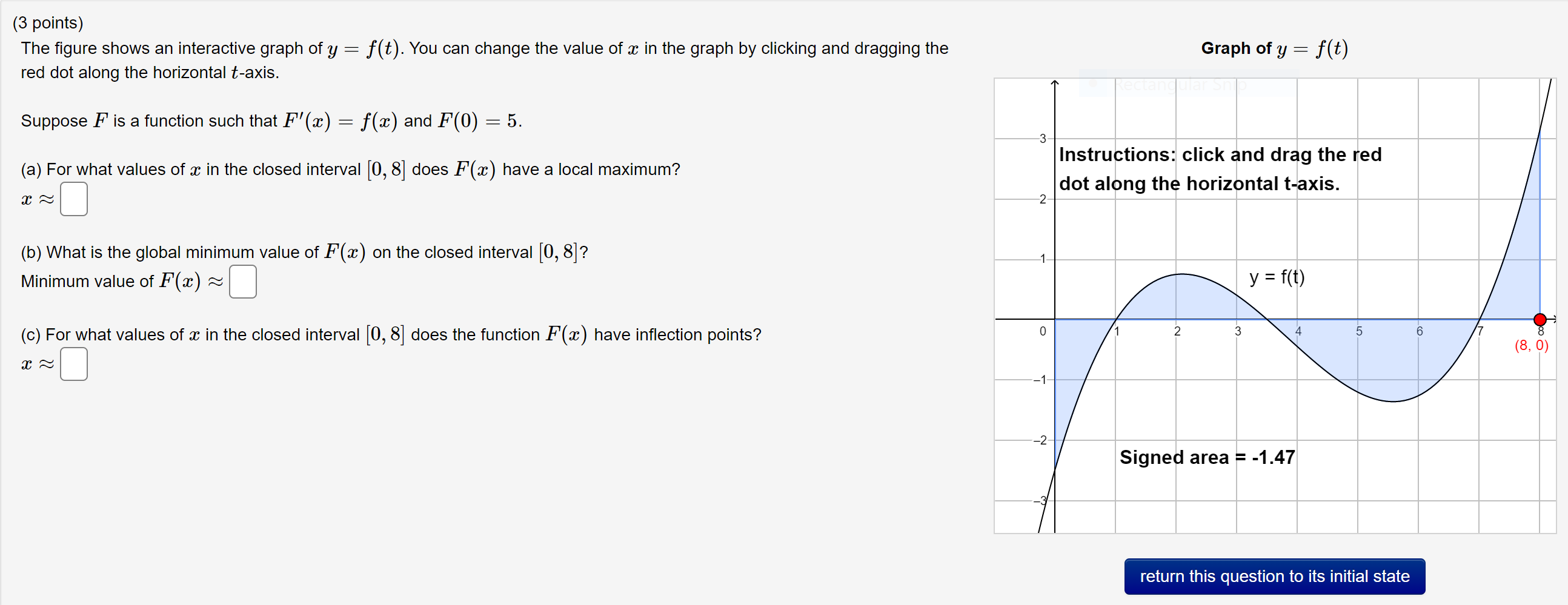 Solved (3 points) The figure shows an interactive graph of y | Chegg.com