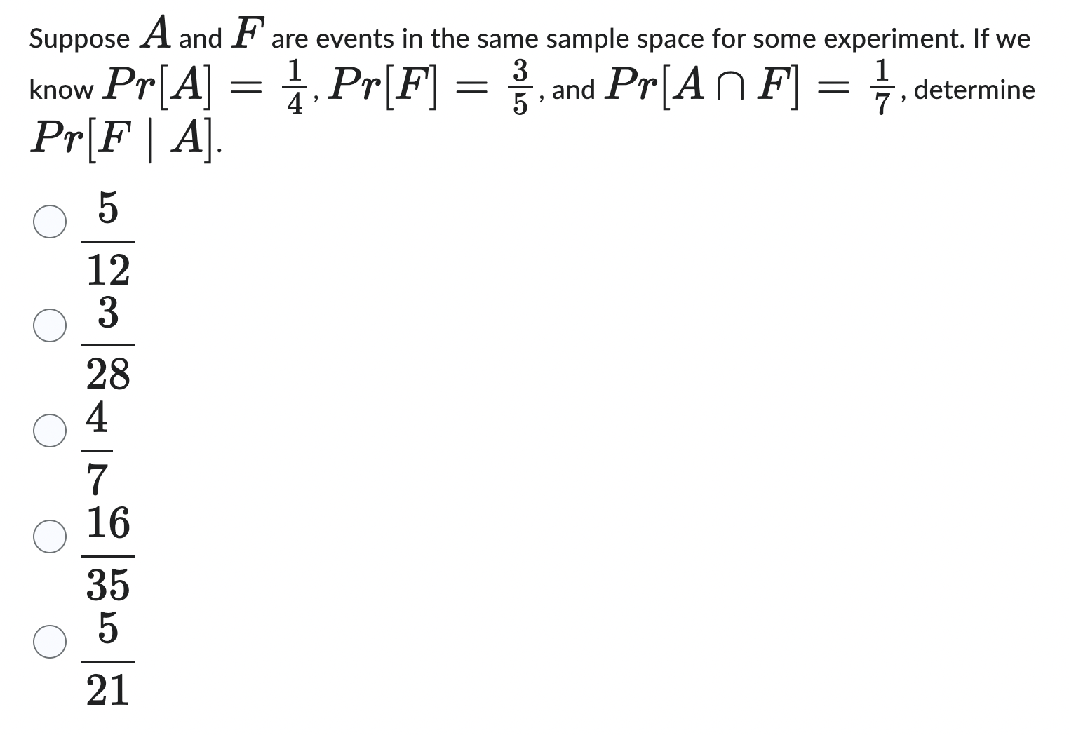 Solved Suppose A and F ﻿are events in ﻿the same sample space | Chegg.com