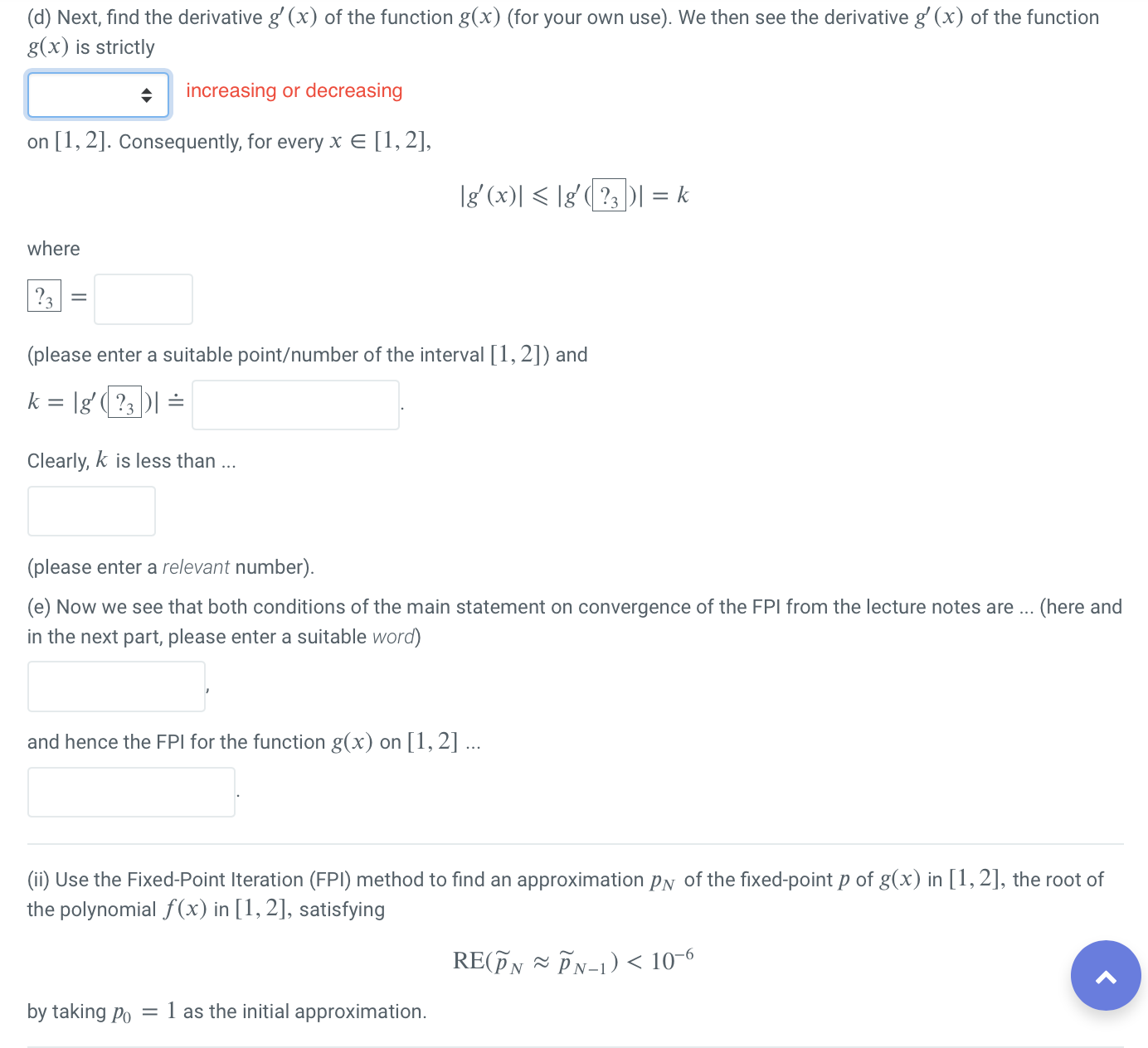 Solved Fixed Point Iteration All Numerical Answers Should