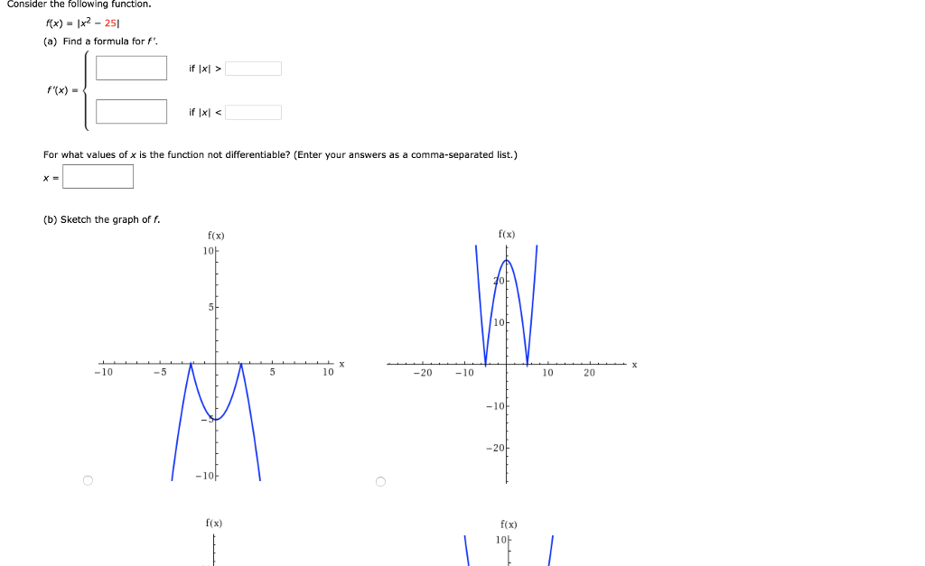 Solved Consider the following function. f(x) x2 - 25I (a) | Chegg.com