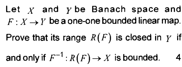 Solved Let X and Y be Banach space and F:X→Y be a one-one | Chegg.com