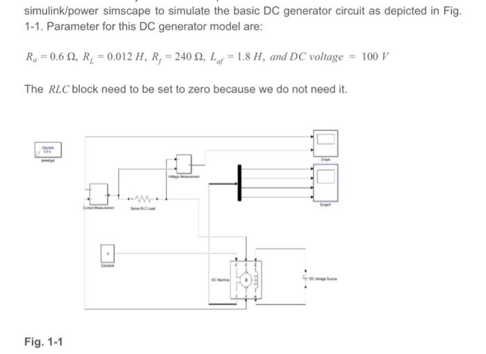 simulink/power simscape to simulate the basic DC | Chegg.com