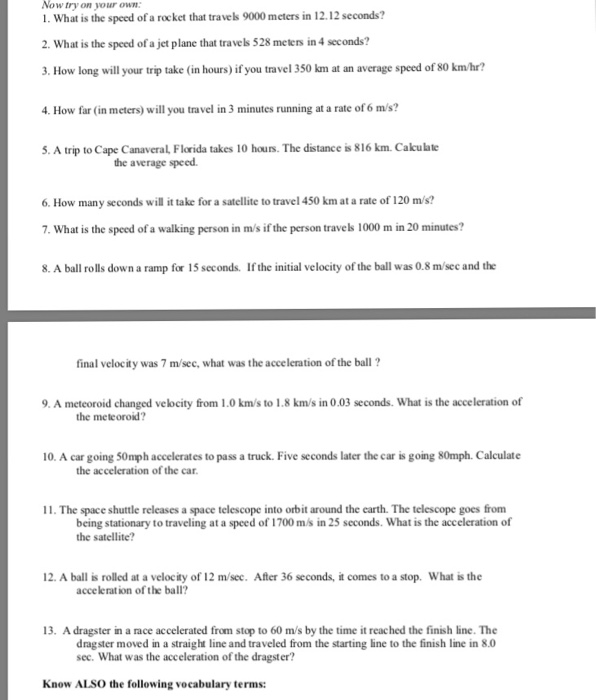 Solved Now try on your own 1. What is the speed of a rocket | Chegg.com